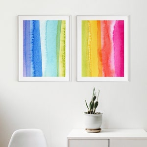 Bright Color Watercolor Print, Rainbow Abstract Art, Downloadable Print ...