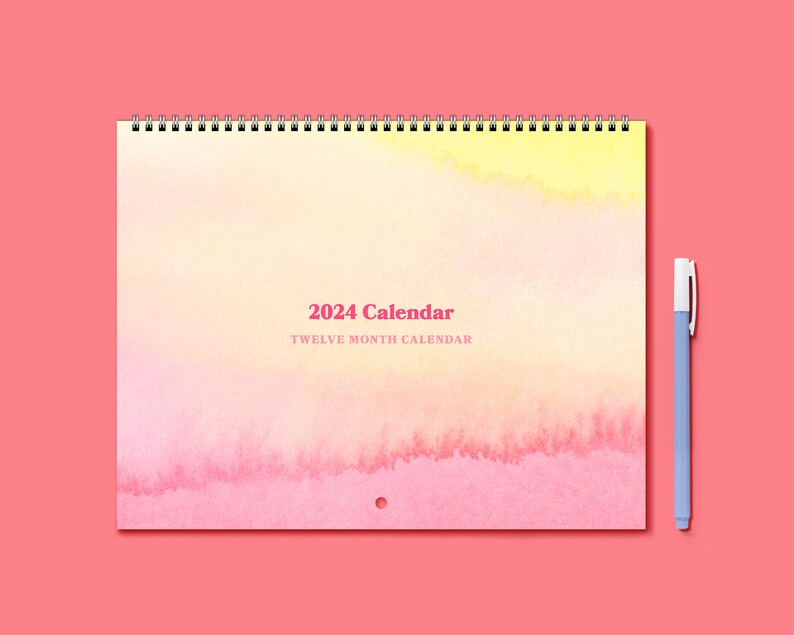 Colorful 2024 Wall Calendar, 12 Month Abstract Art Calendar, Colorful ...