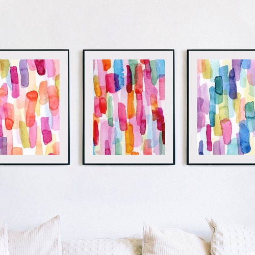 Bright Watercolor Prints Colorful Wall Art Printable - Etsy