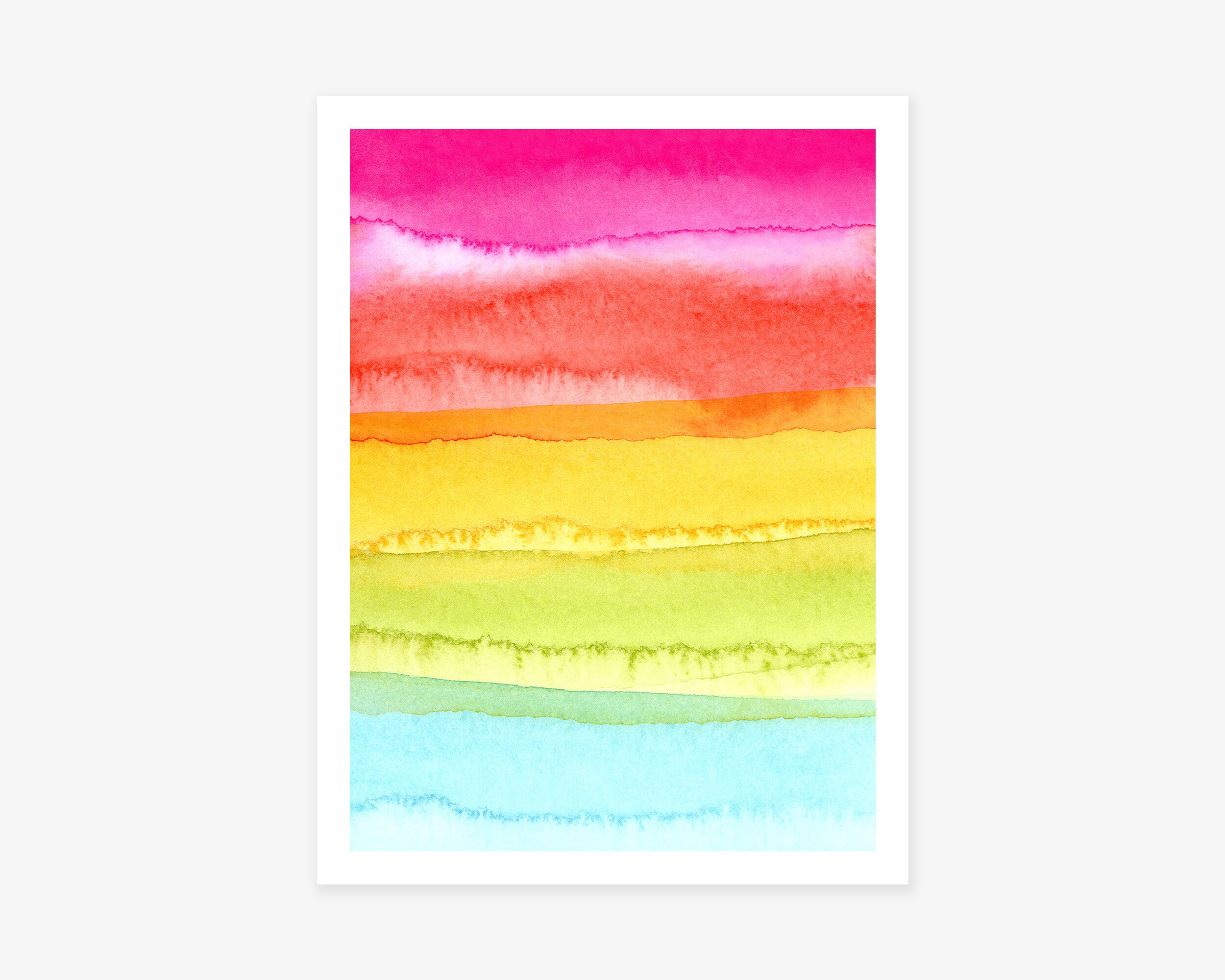 Rainbow Watercolor Art Print, Printable Abstract Wall Art, Colorful Art ...