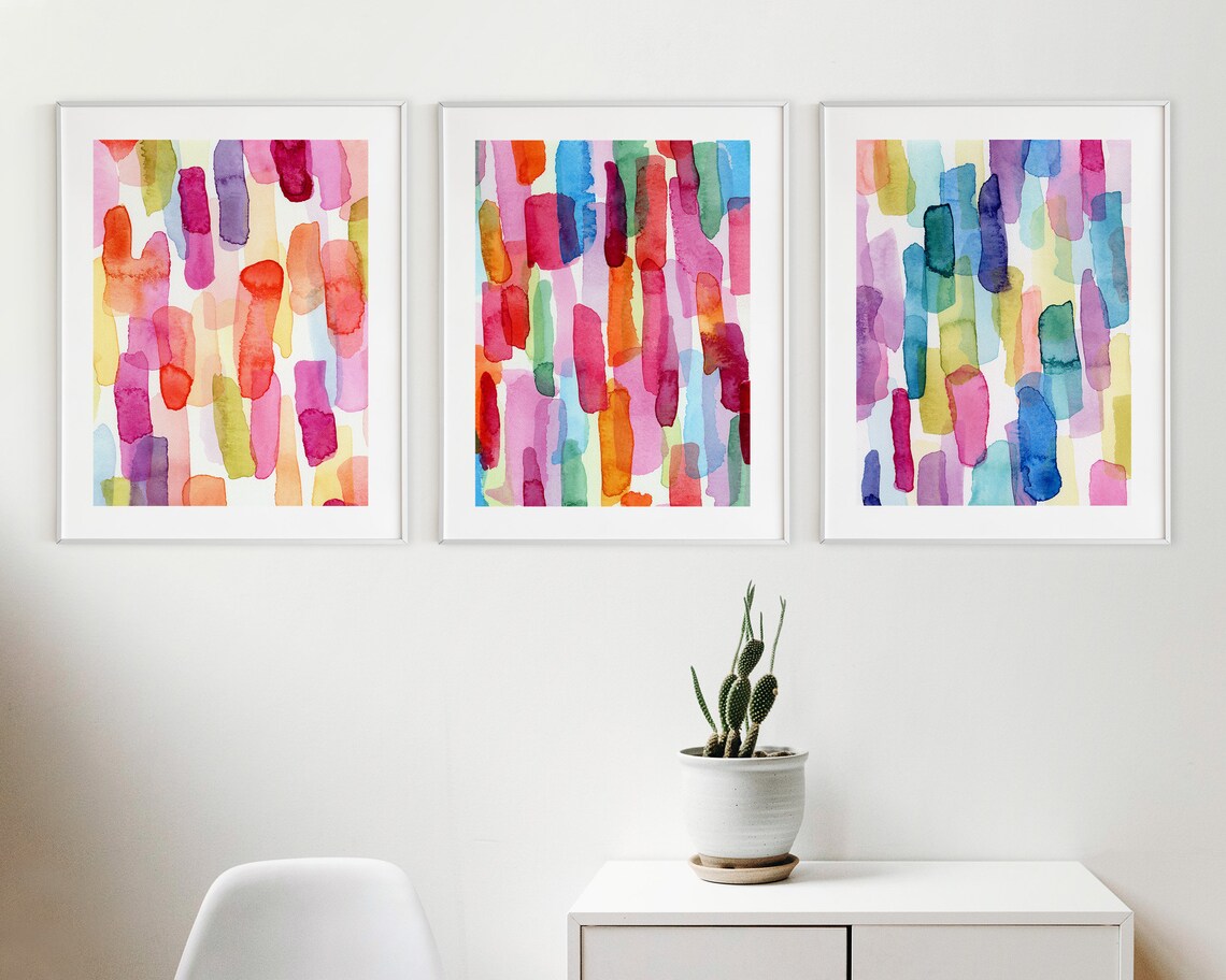 Bright Watercolor Prints Colorful Wall Art Printable - Etsy