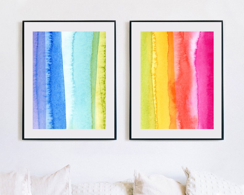 Bright Color Watercolor Print Rainbow Abstract Art - Etsy