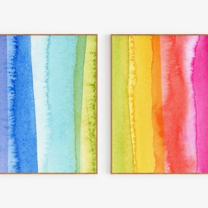 Bright Color Watercolor Print, Rainbow Abstract Art, Downloadable Print ...