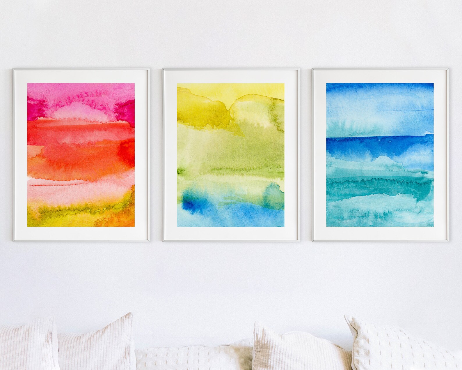 Set of 3 Prints Bright Color Watercolor Prints Downloadable - Etsy