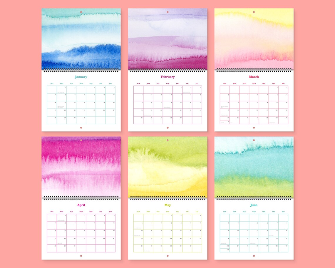 Colorful 2024 Wall Calendar, 12 Month Abstract Art Calendar, Colorful ...