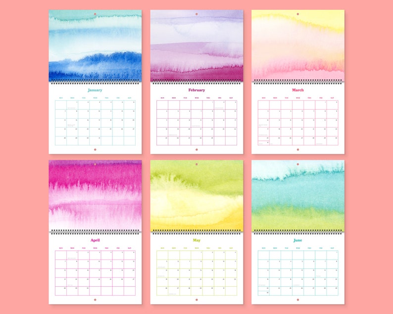 Colorful 2024 Wall Calendar, 12 Month Abstract Art Calendar, Colorful ...