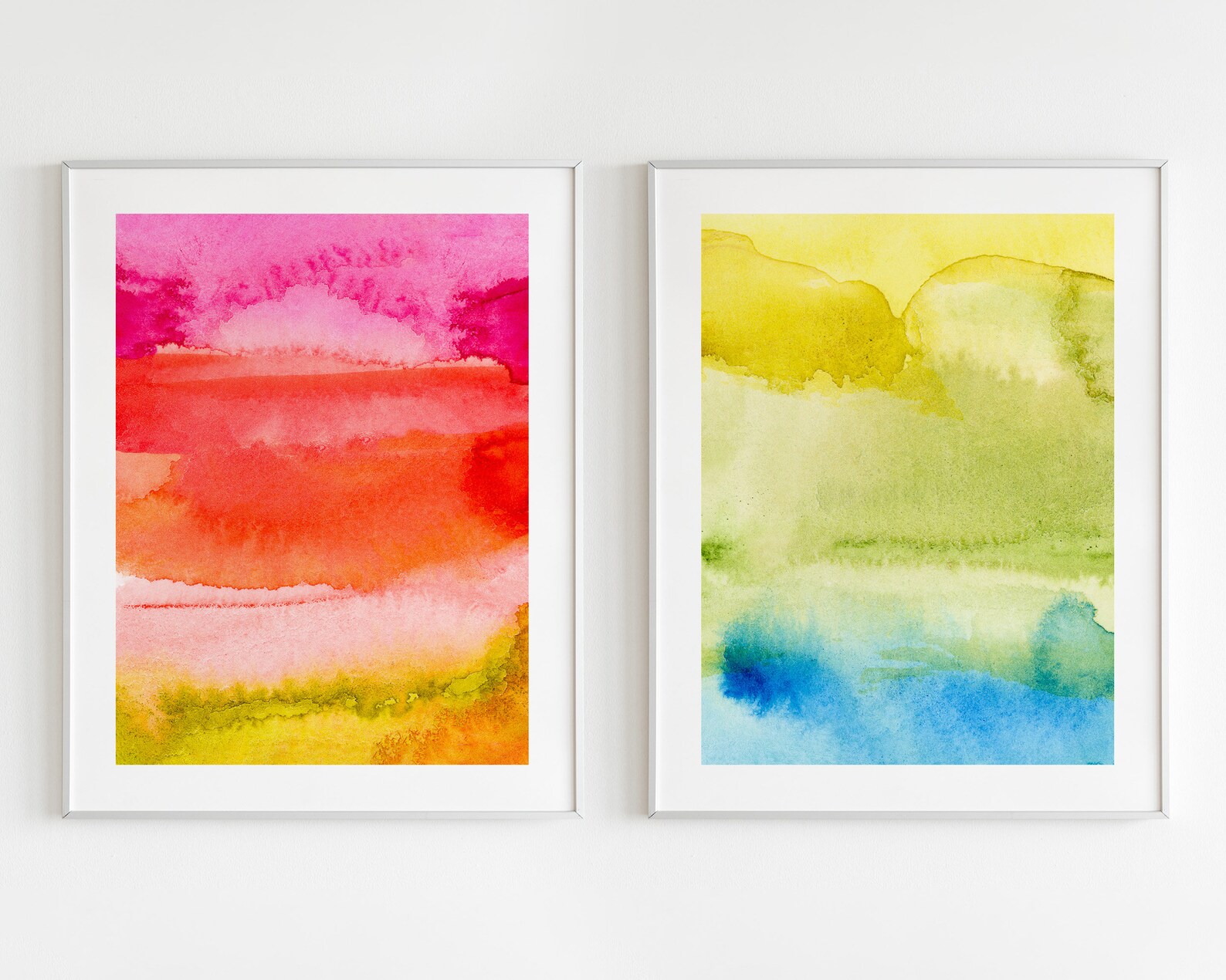 Set of 3 Prints Bright Color Watercolor Prints Downloadable - Etsy