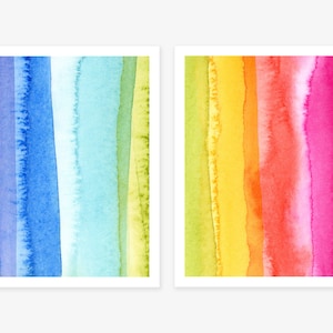 Bright Color Watercolor Print, Rainbow Abstract Art, Downloadable Print ...
