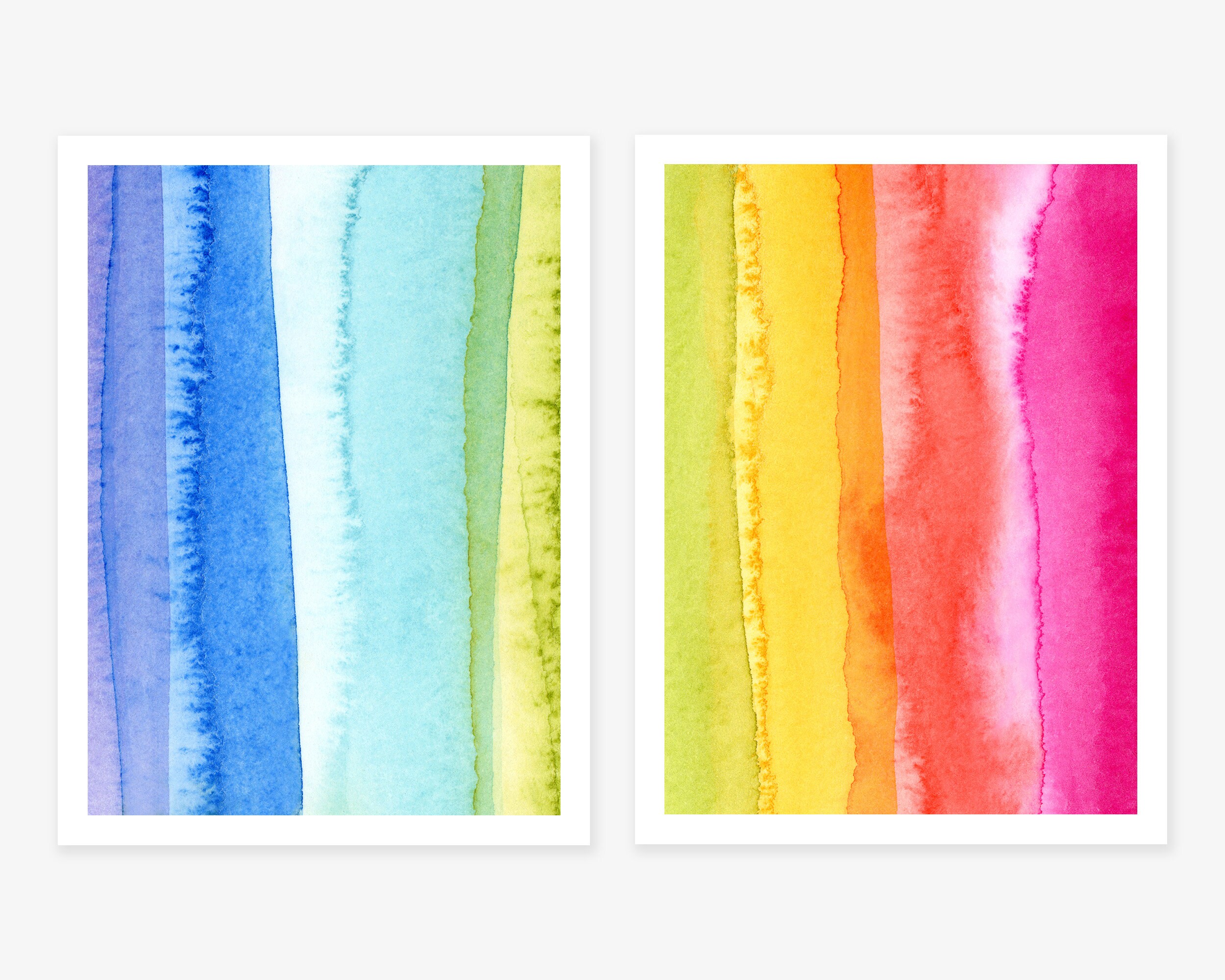Bright Color Watercolor Print Rainbow Abstract Art - Etsy