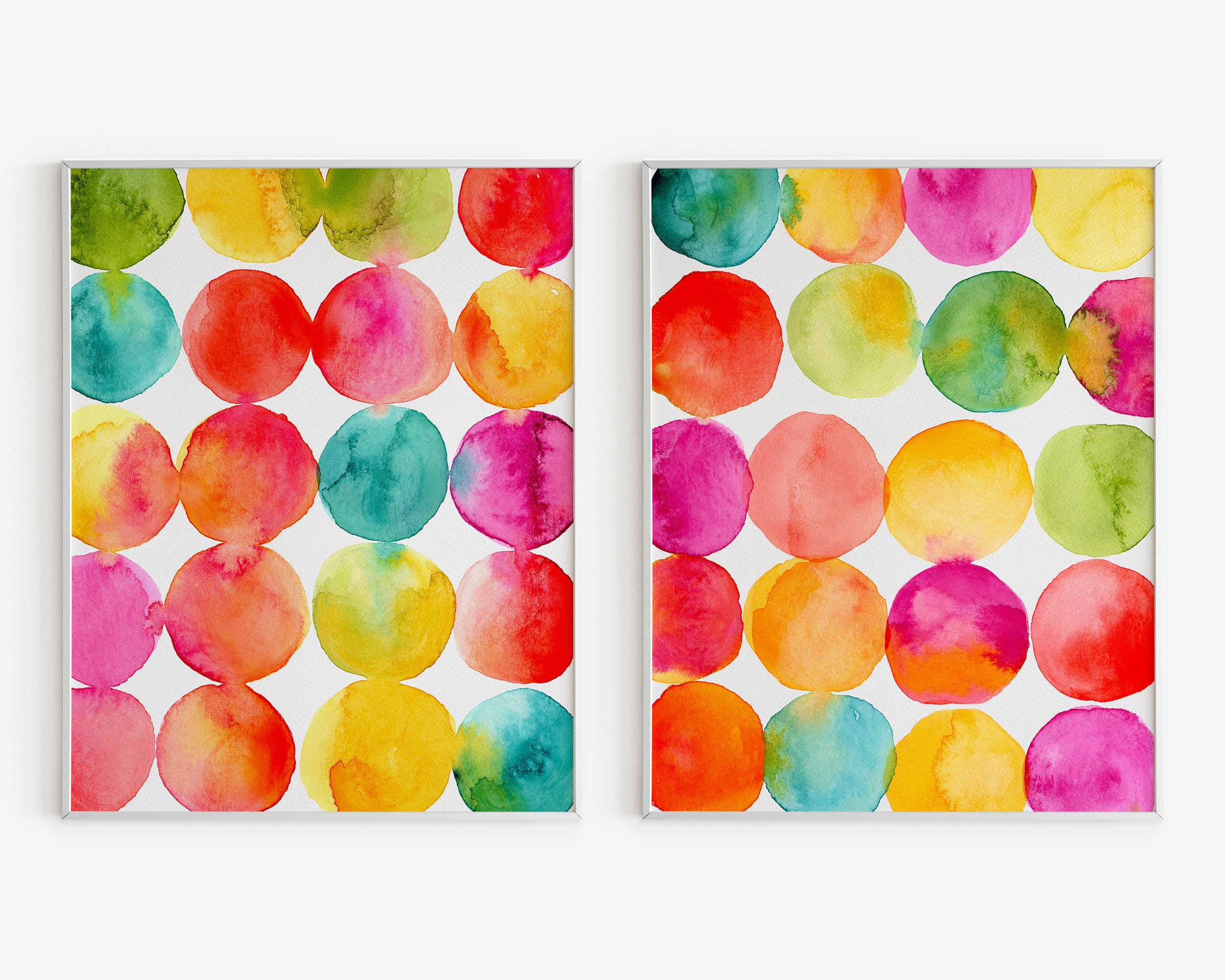 Colorful Set of 2 Printable Wall Art Prints, Abstract Watercolor ...