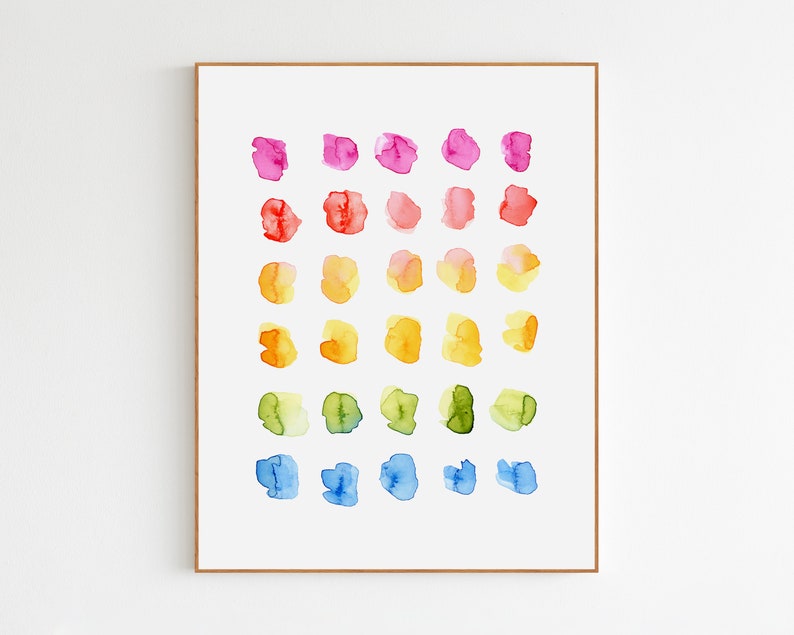 Rainbow Watercolor Art Print, Bright Color Wall Art, Printable Art ...