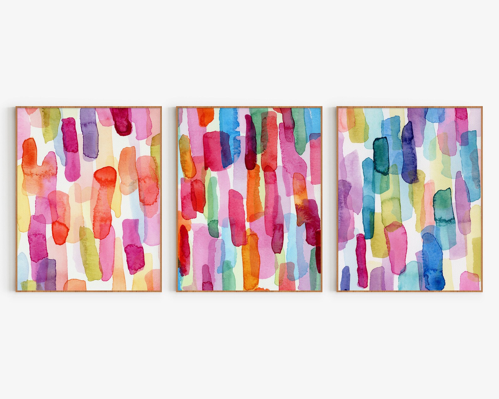 Bright Watercolor Prints, Colorful Wall Art Printable Download, Bright ...