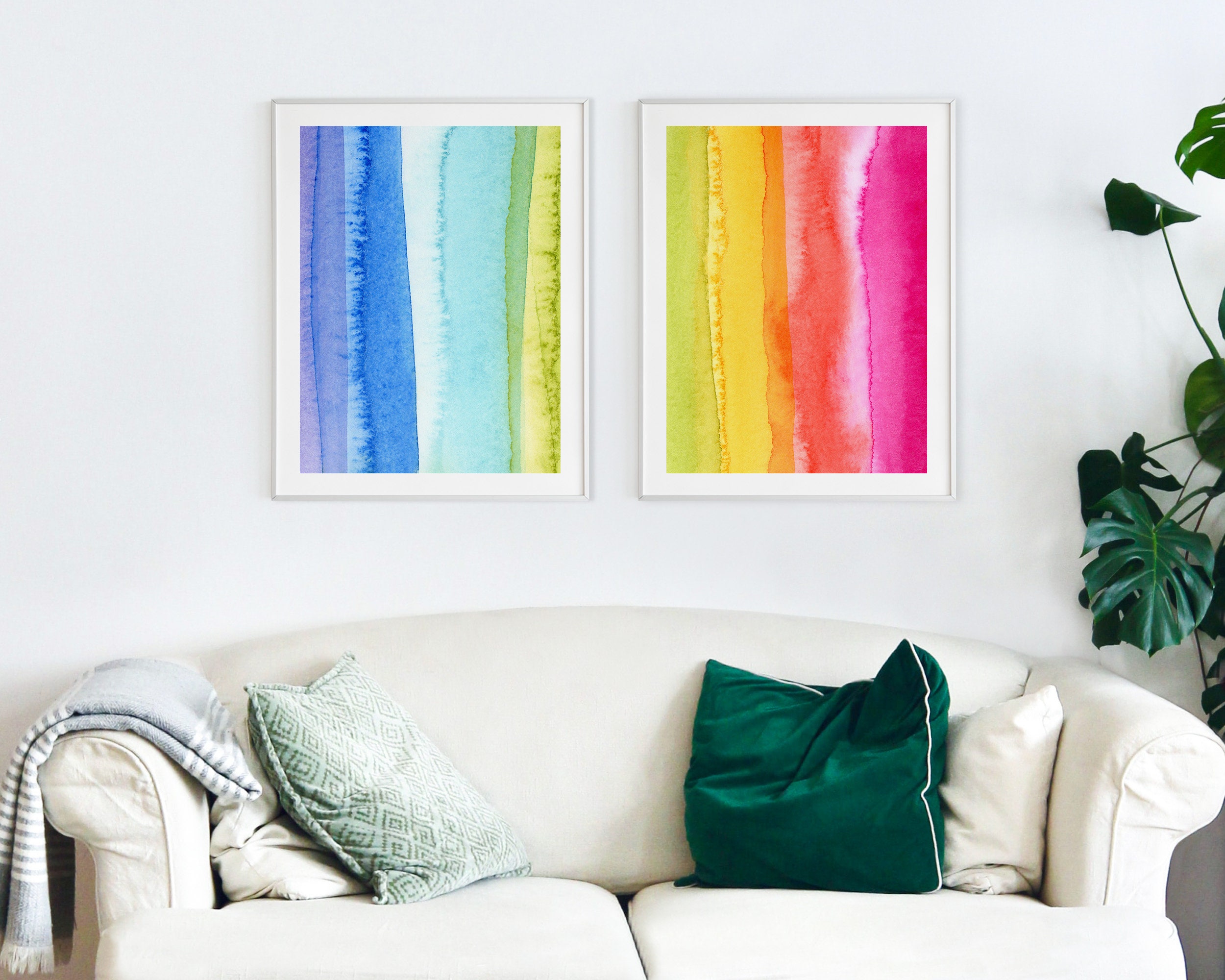 Bright Color Watercolor Print Rainbow Abstract Art - Etsy