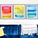 Set of 3 Prints Bright Color Watercolor Prints Downloadable - Etsy