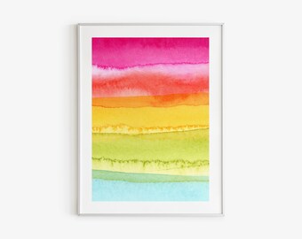 Bright Wall Art Vibrant Watercolor Art Print Colorful - Etsy