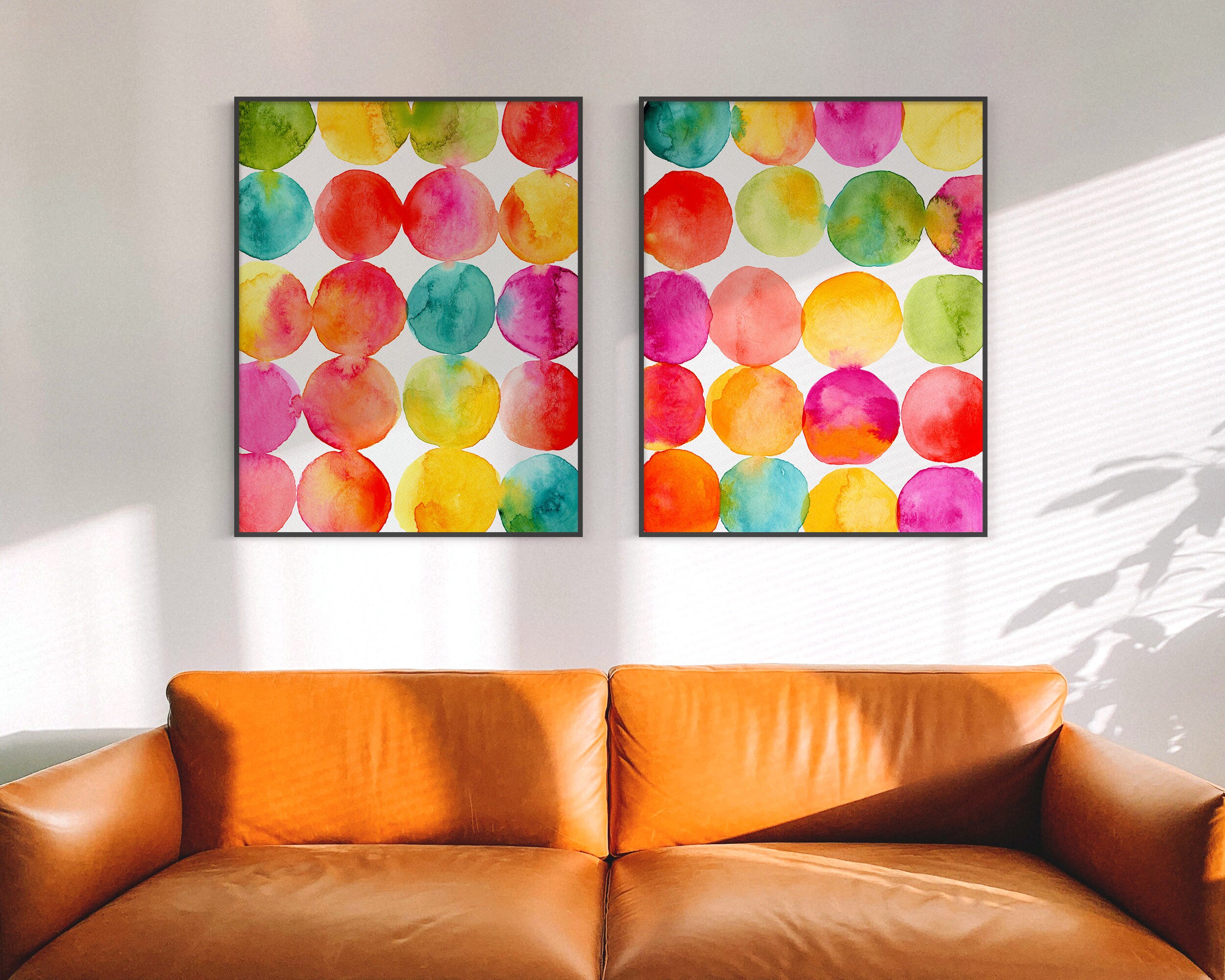 Colorful Set of 2 Printable Wall Art Prints, Abstract Watercolor ...