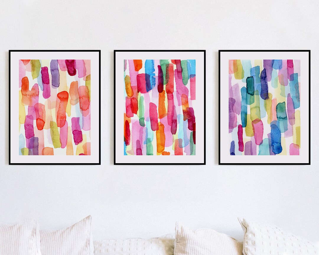Bright Watercolor Prints Colorful Wall Art Printable - Etsy