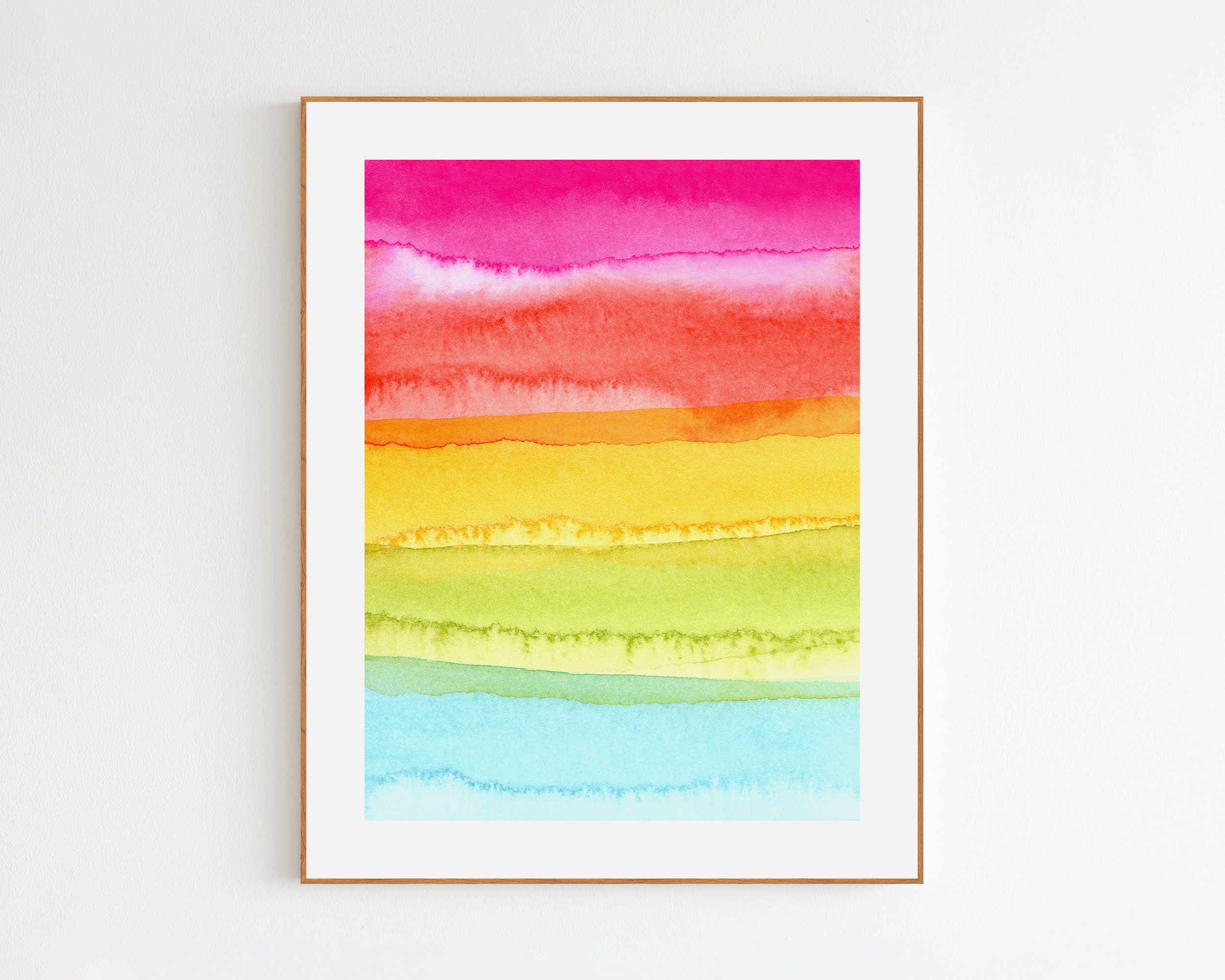 Rainbow Watercolor Art Print, Printable Abstract Wall Art, Colorful Art ...