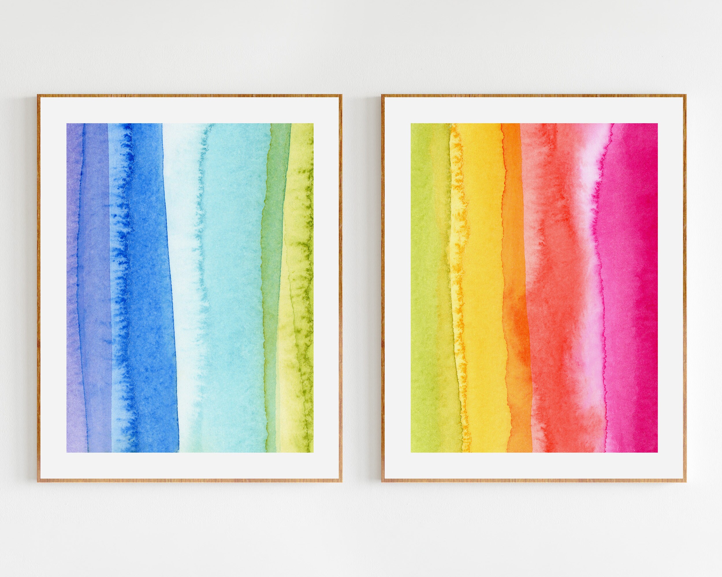 Bright Color Watercolor Print Rainbow Abstract Art - Etsy