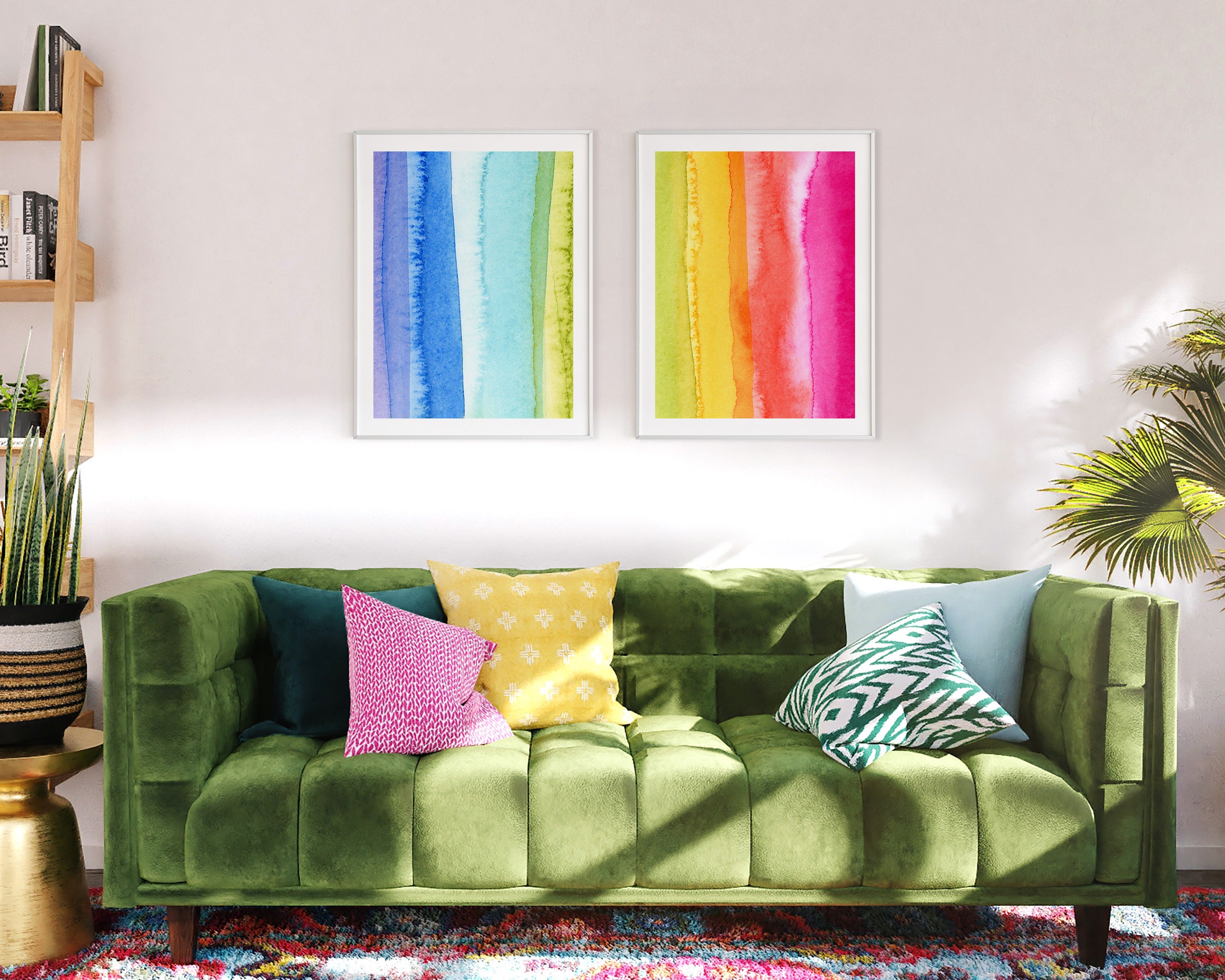 Bright Color Watercolor Print Rainbow Abstract Art - Etsy