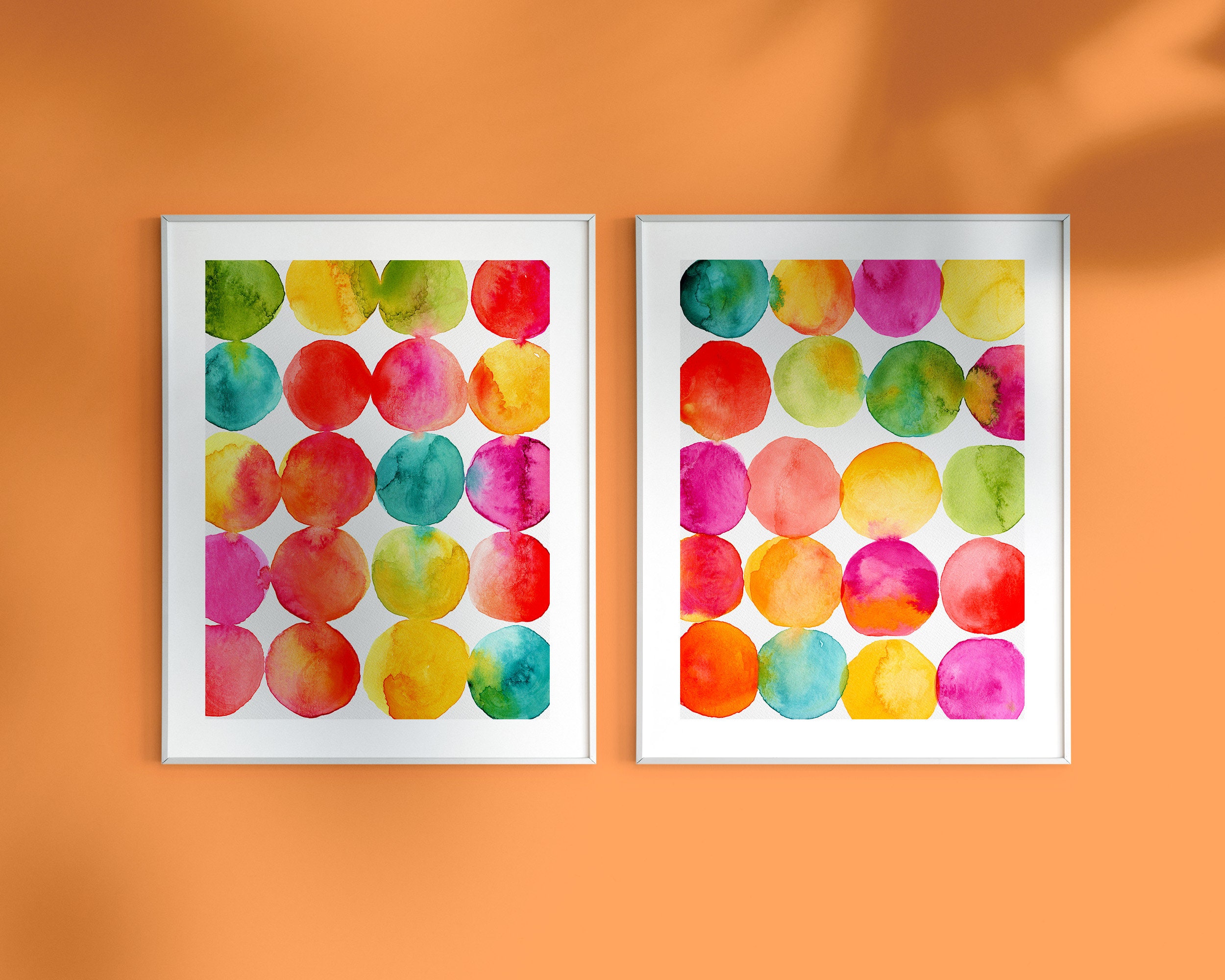 Colorful Set of 2 Printable Wall Art Prints, Abstract Watercolor ...
