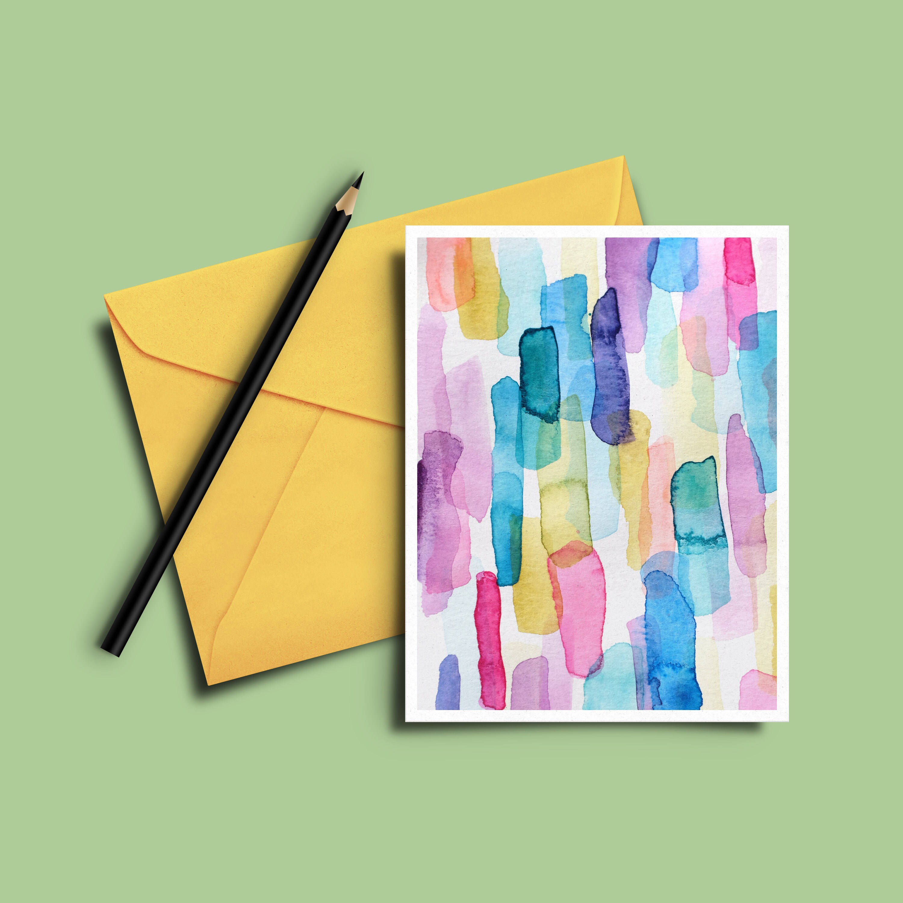 Watercolor Cards Card Set Colorful Blank Cards Painted - Etsy