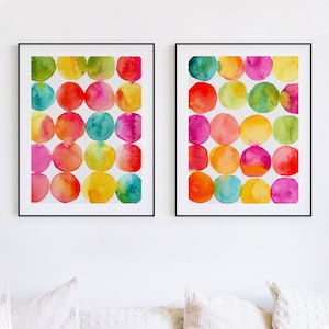 Colorful Set of 2 Printable Wall Art Prints, Abstract Watercolor ...