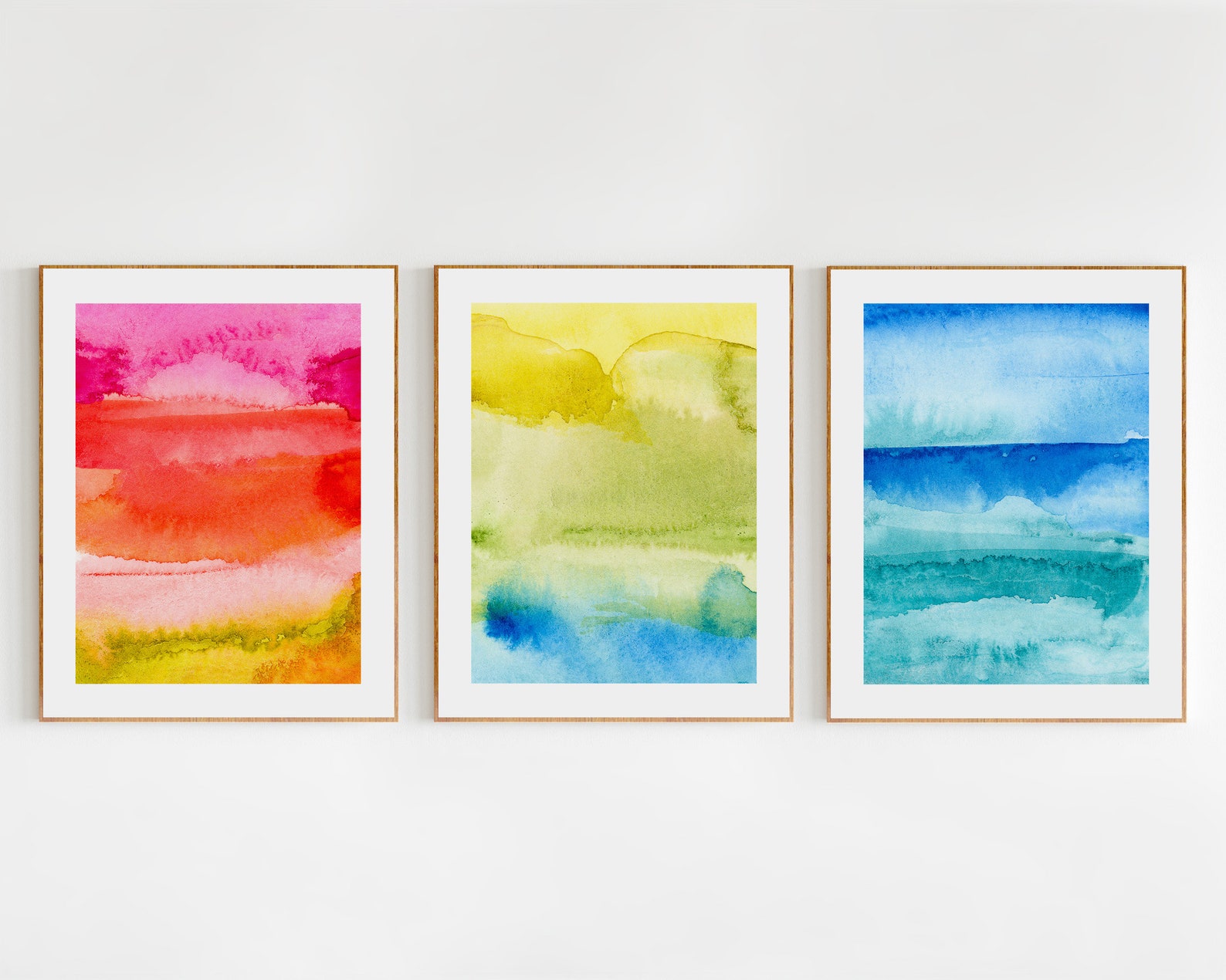 Set of 3 Prints Bright Color Watercolor Prints Downloadable - Etsy