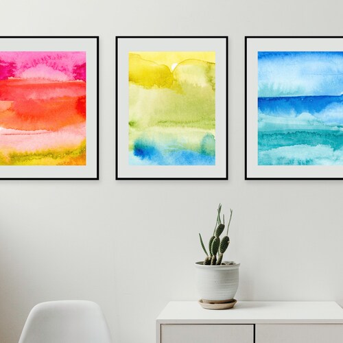 Bright Watercolor Prints Colorful Wall Art Printable - Etsy