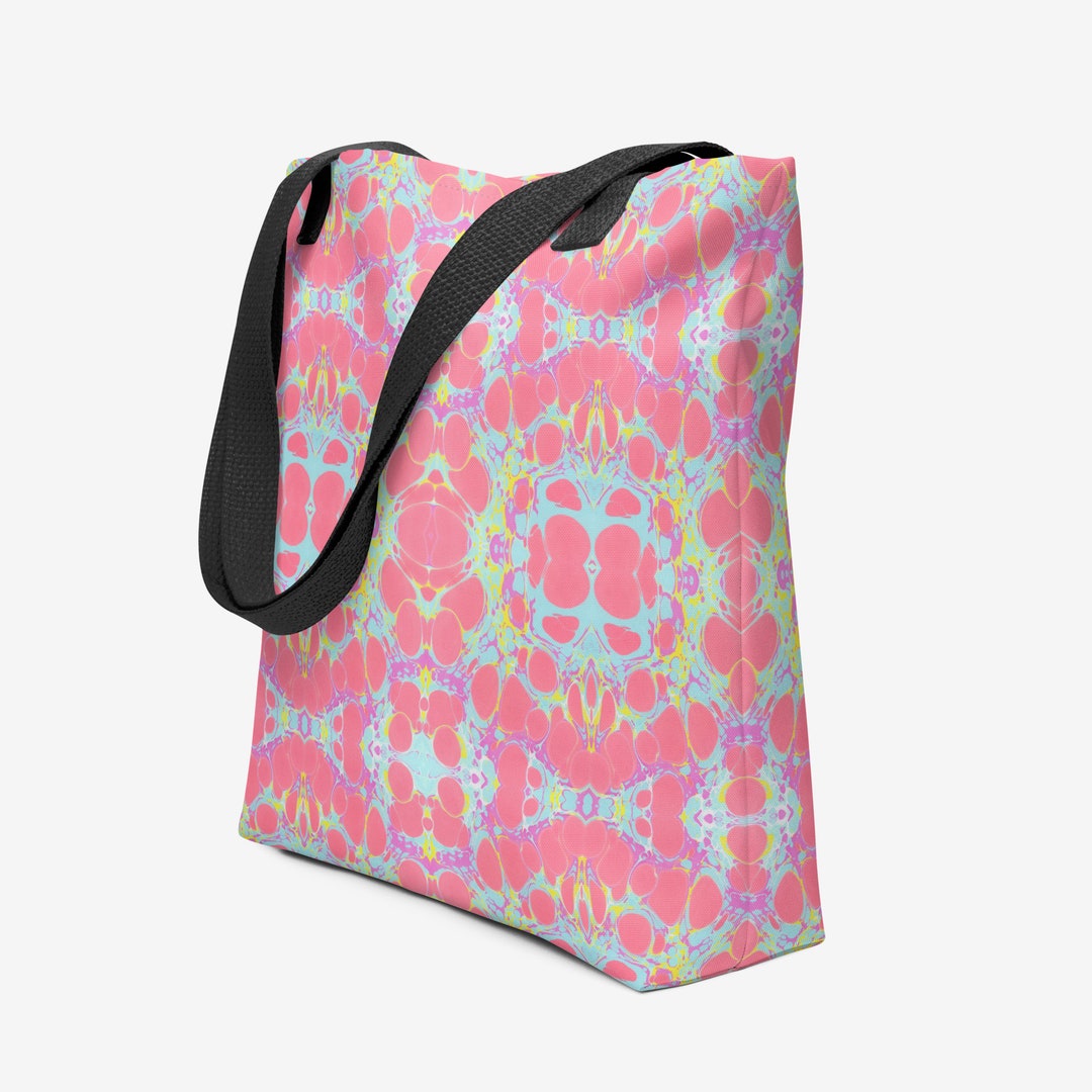 Bright Color Tote Bag With Abstract Art Design, Colorful Beach Bag ...