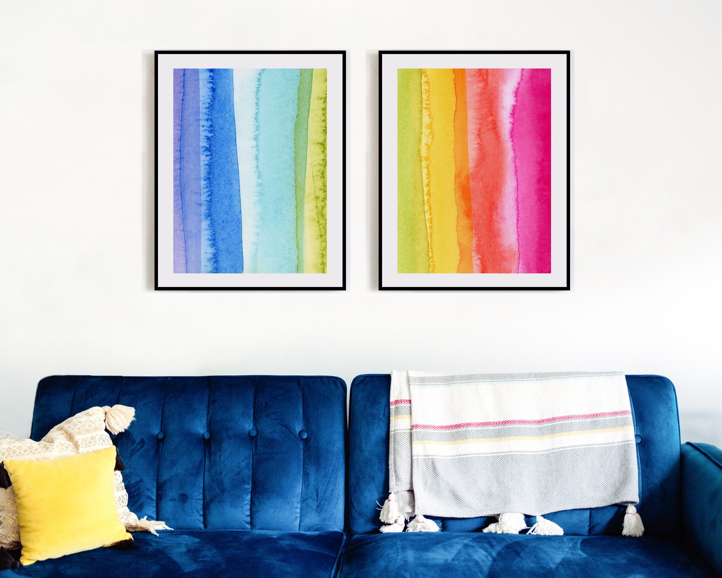 Bright Color Watercolor Print Rainbow Abstract Art - Etsy