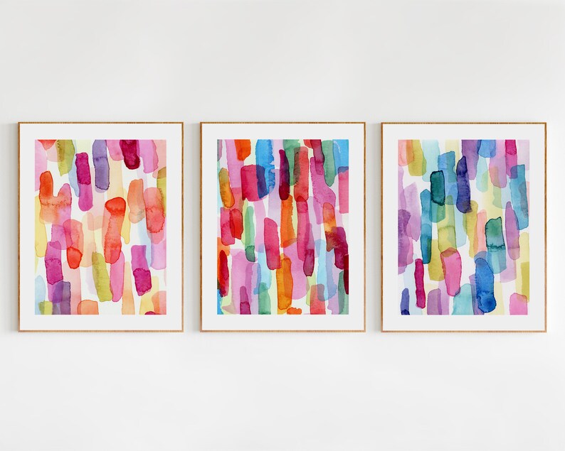 Bright Watercolor Prints Colorful Wall Art Printable - Etsy