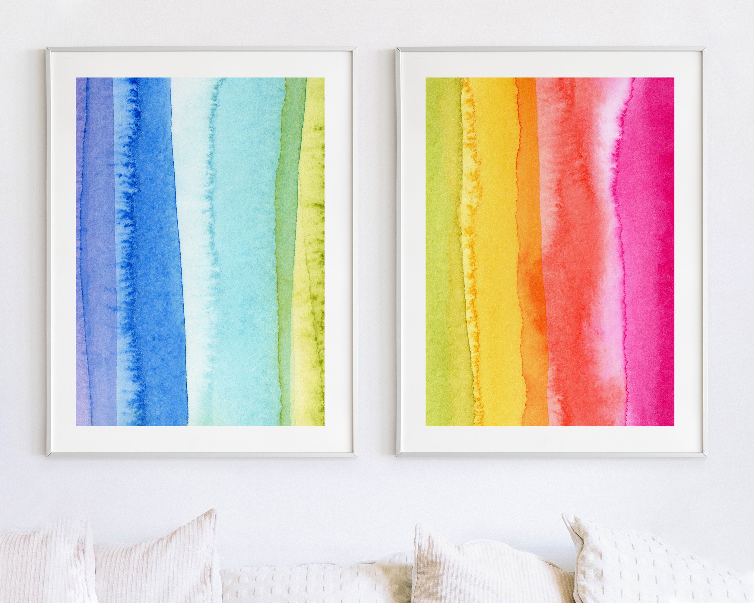 Bright Color Watercolor Print Rainbow Abstract Art - Etsy