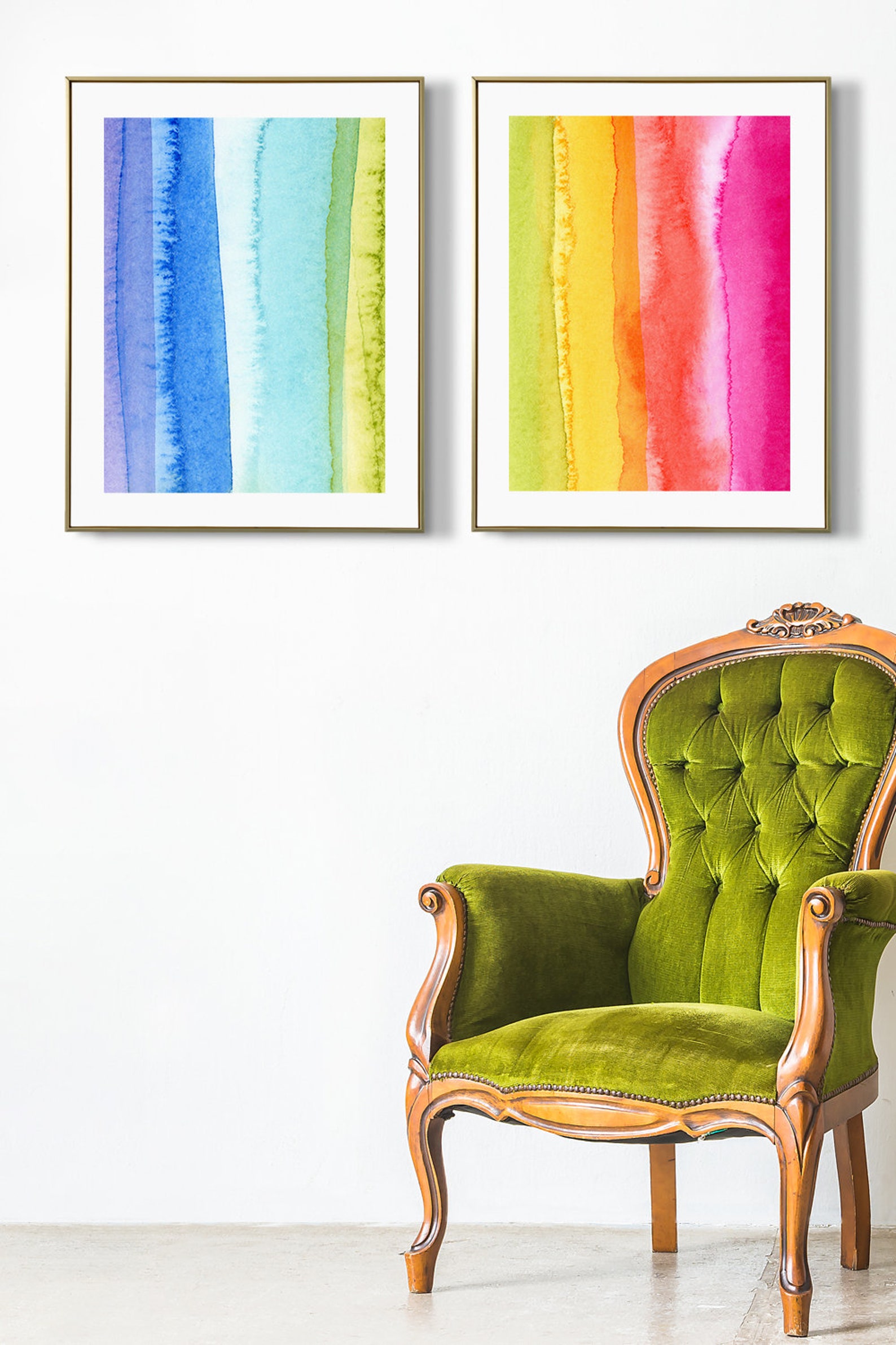 Bright Color Watercolor Print Rainbow Abstract Art - Etsy