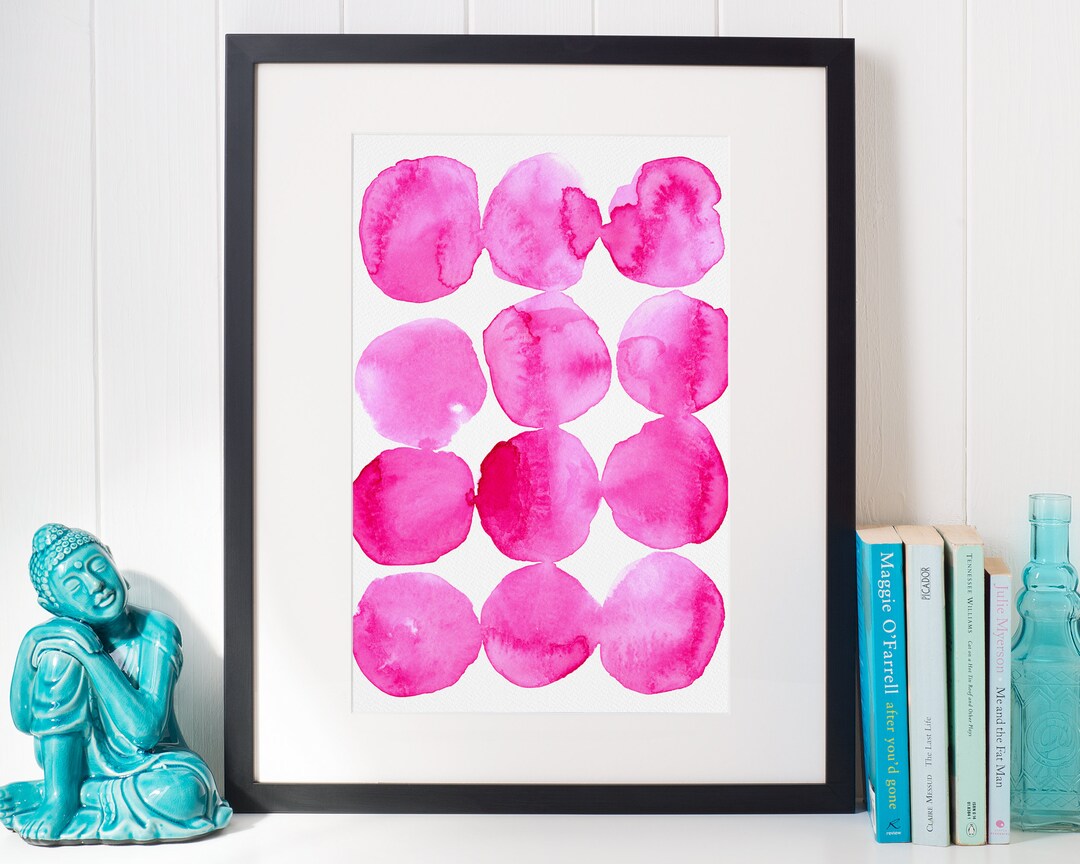 Magenta Watercolor Print, Hot Pink Printable Art, Bright Color Abstract ...