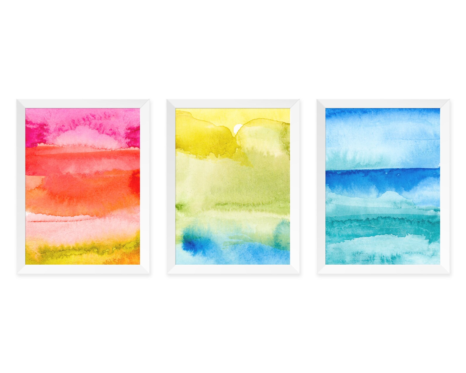 Set of 3 Prints Bright Color Watercolor Prints Downloadable | Etsy