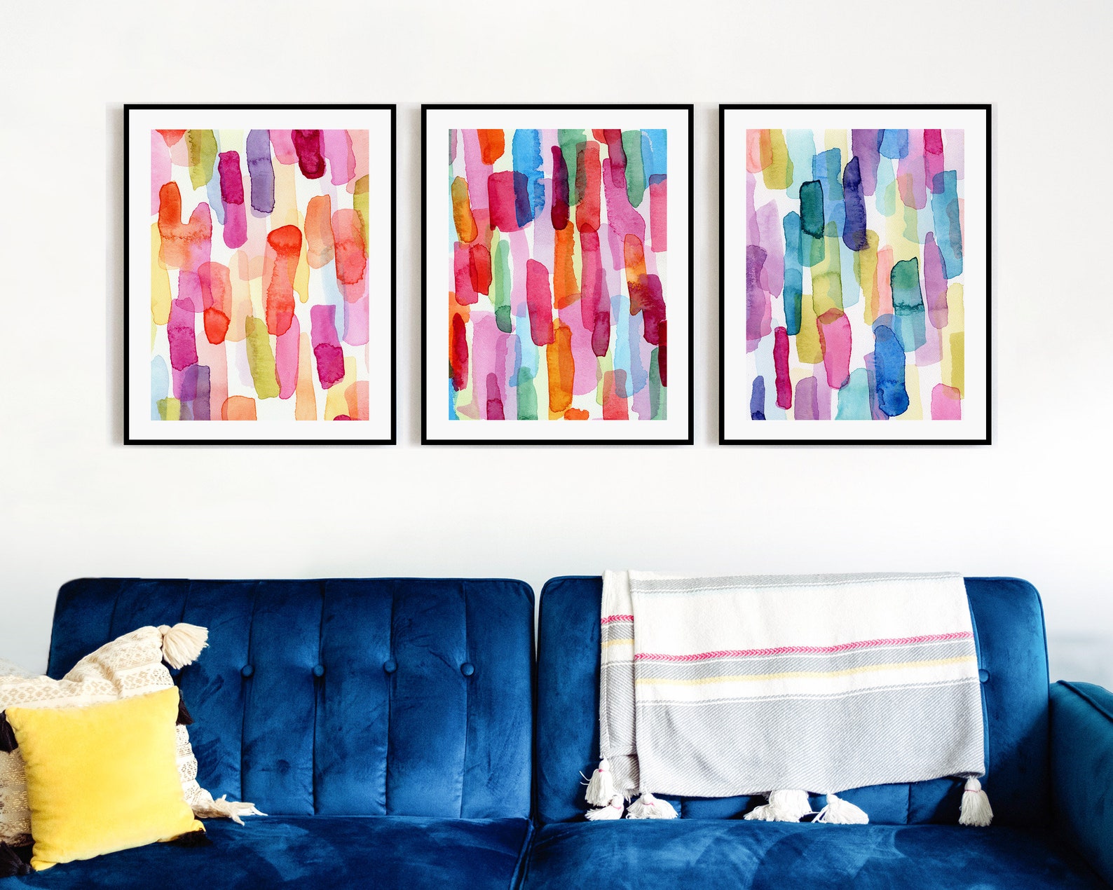 Bright Watercolor Prints, Colorful Wall Art Printable Download, Bright ...