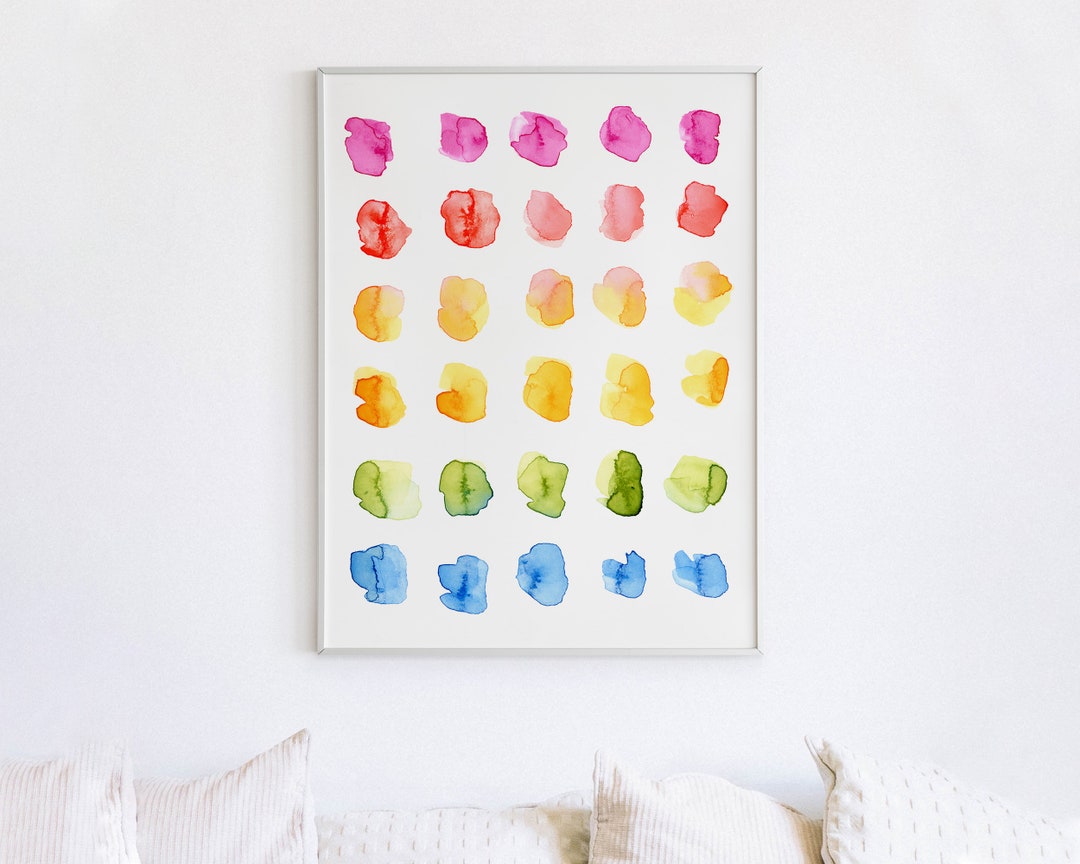 Rainbow Watercolor Art Print, Bright Color Wall Art, Printable Art ...