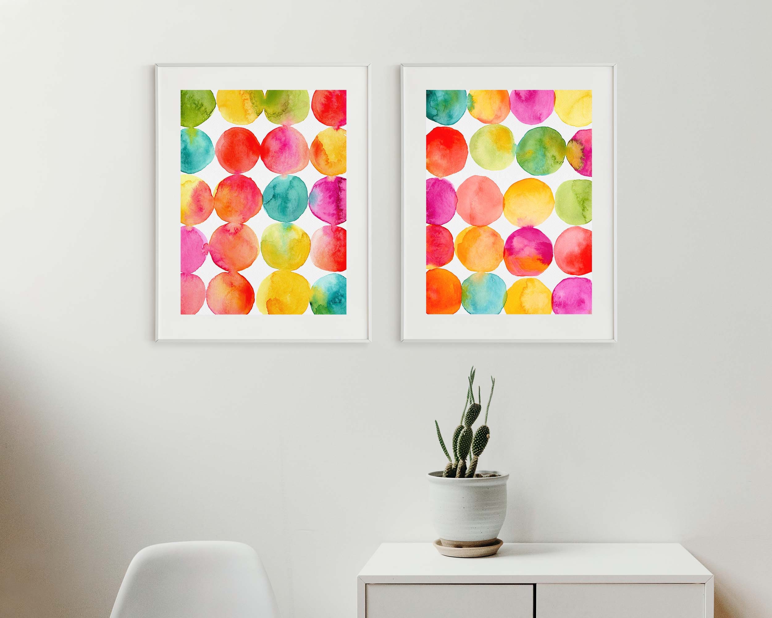 Colorful Wall Art Bright Watercolor Prints Colorful Abstract - Etsy