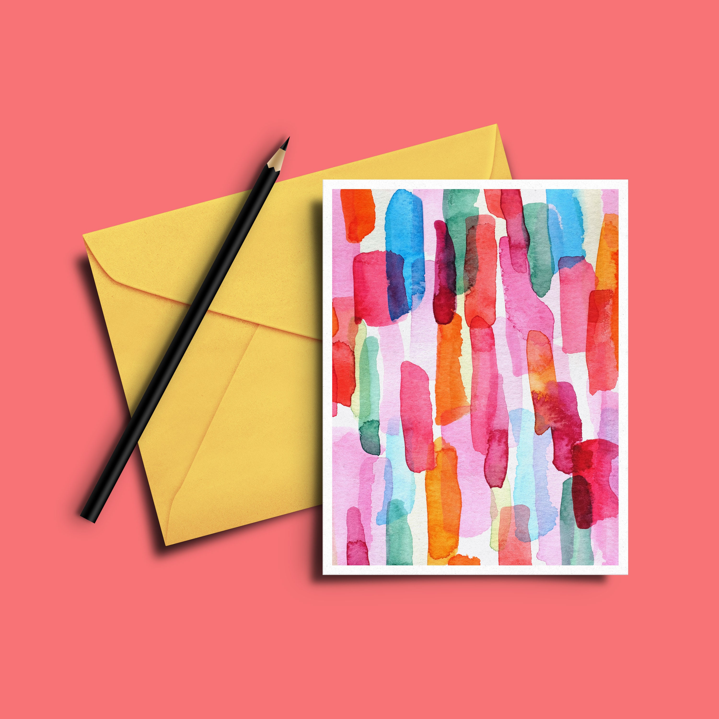 Watercolor Cards Card Set Colorful Blank Cards Painted - Etsy