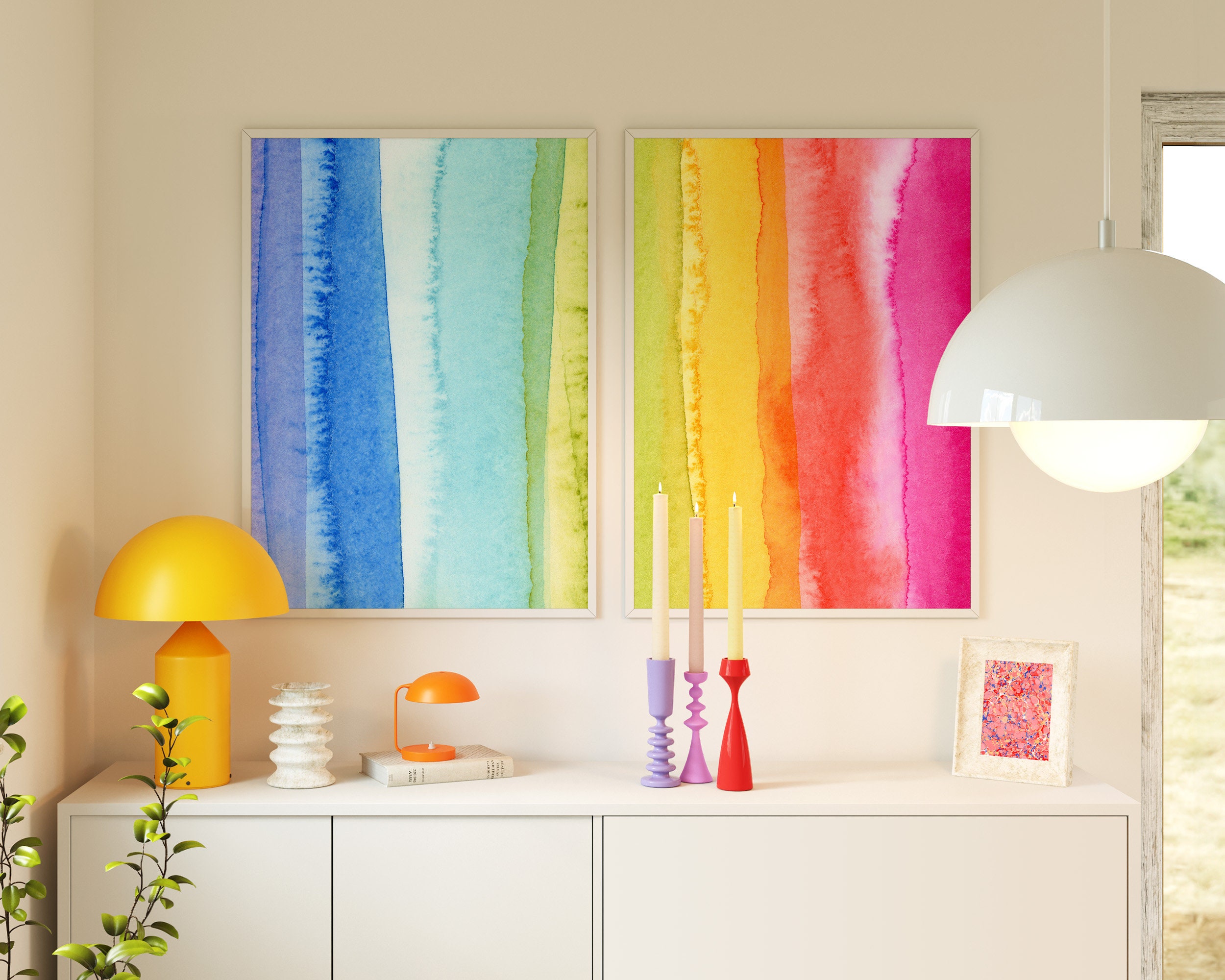 Helle Farbe Aquarell Print, Regenbogen abstrakte Kunst, herunterladbare Druck, bunte Kunstdrucke ...