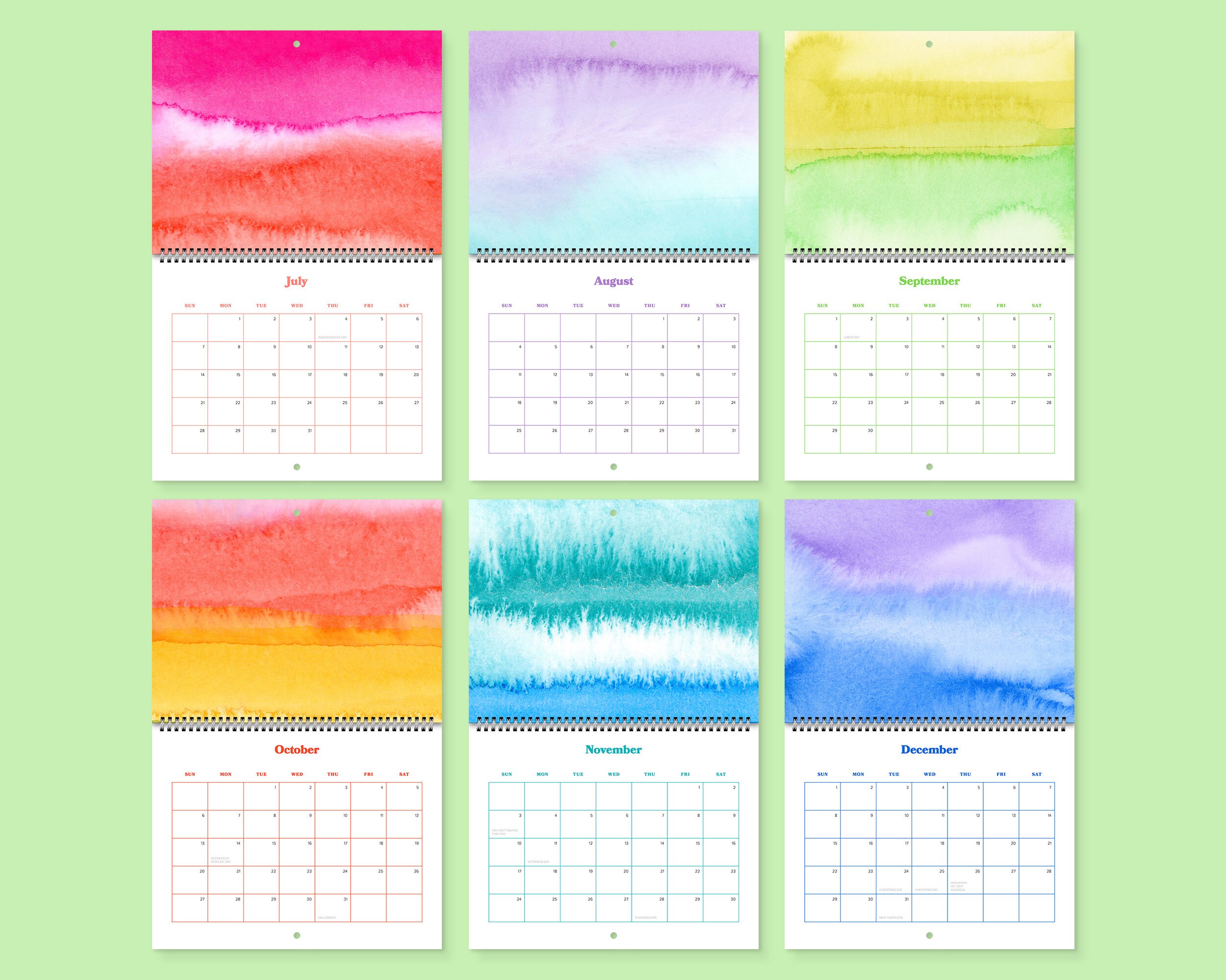 Colorful 2024 Wall Calendar, 12 Month Abstract Art Calendar, Colorful ...