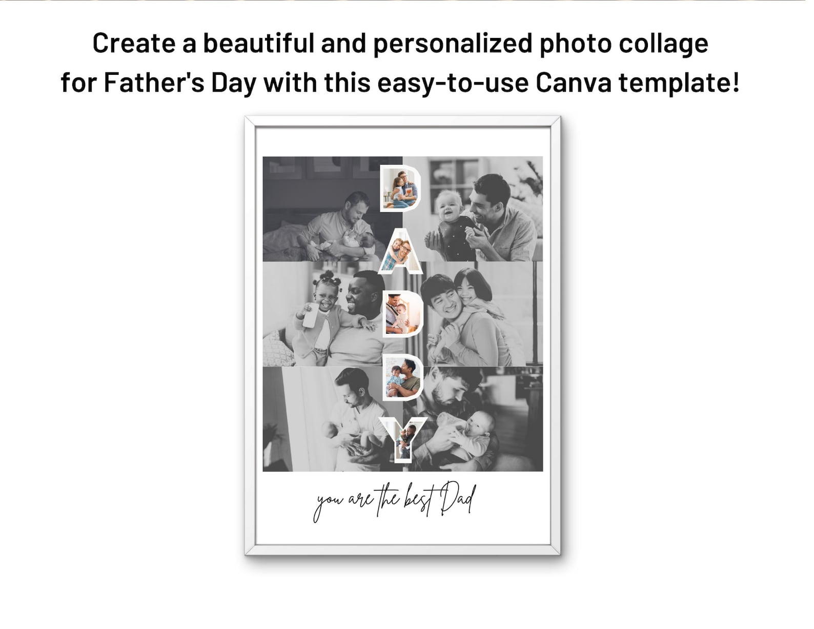 Father's Day, Photo Collage, Template Editable, DADDY Picture Frame ...