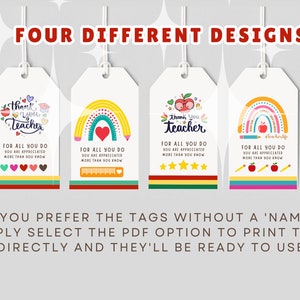 Editable Teacher Appreciation Tags, Appreciation Week, End of School ...