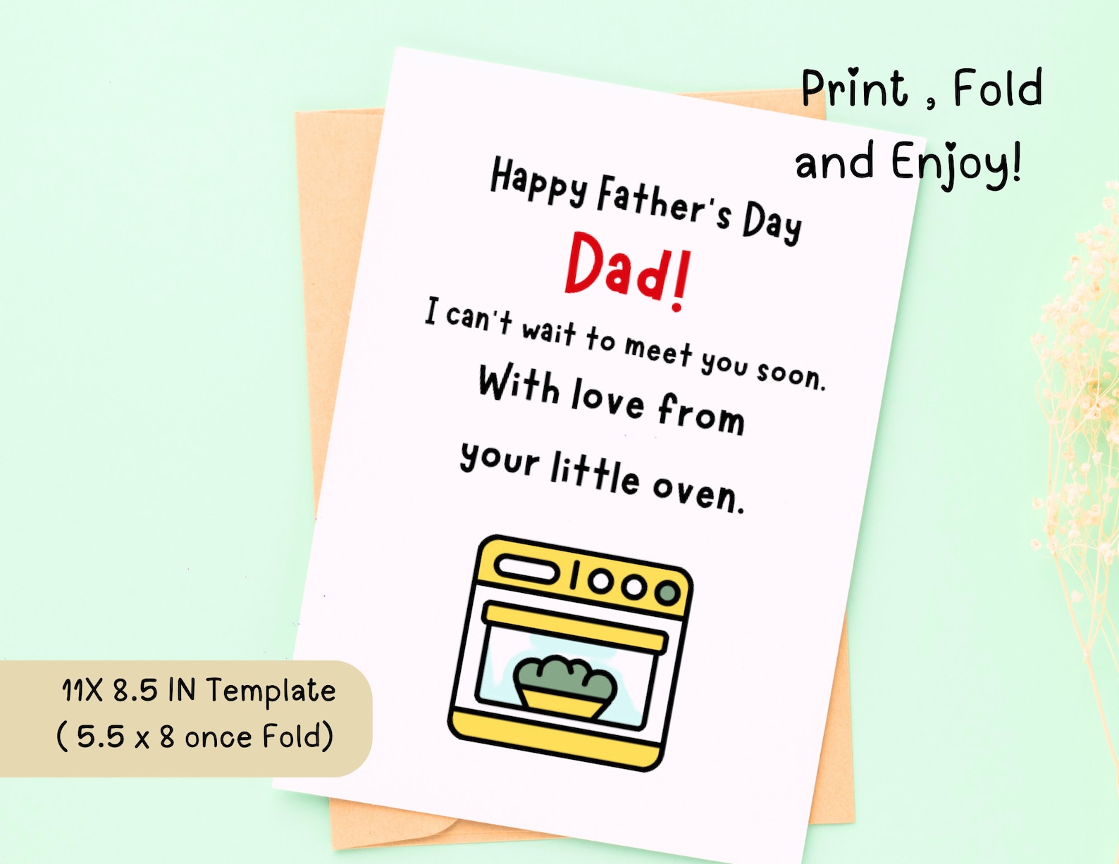 Digital Father's Day Card From the Bump, Card for Him, Happy Father's ...