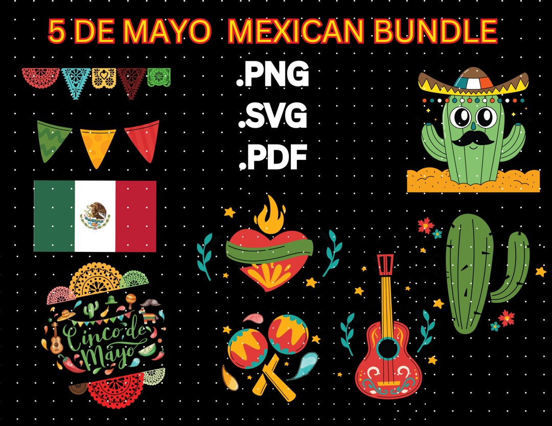 Cinco De Mayo Clipart: Mexican Fiesta SVG, PNG, PDF Bundle - Etsy