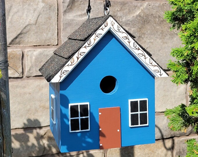 Hanging Birdhouse, Handmade Bird House, Outdoor Birdhouse, Functional ...