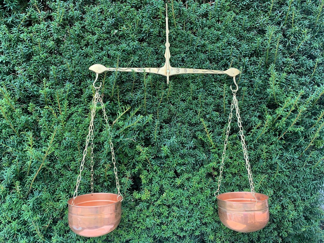 Copper Hanging Basket Balancing Scales , French Copper Cuisine , Copper ...