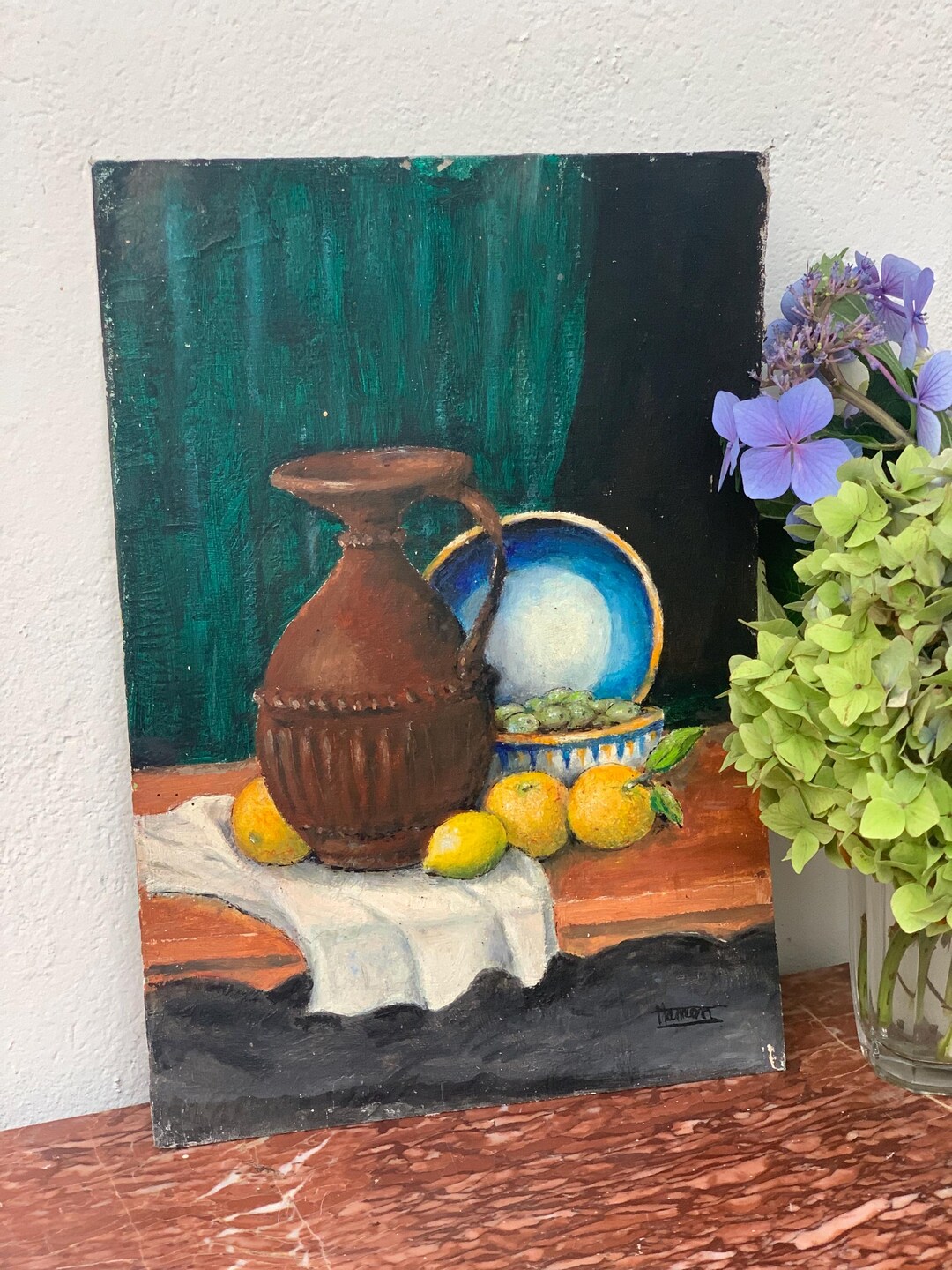 Composición de mesa con pintura al óleo de bodegón francés - Etsy México
