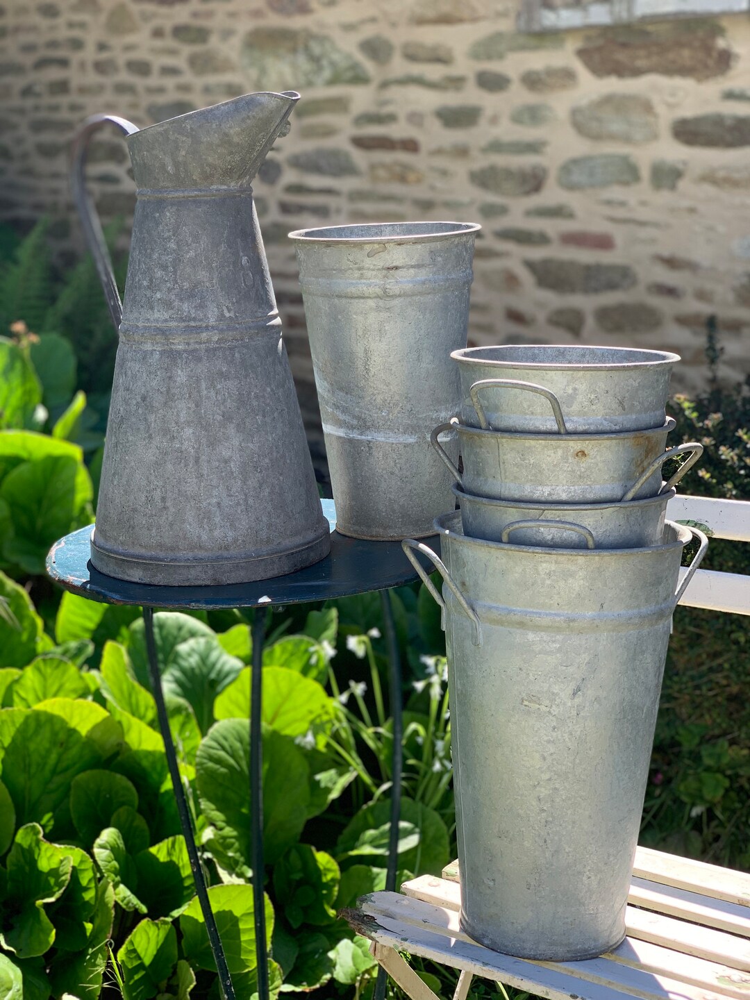Vintage Flower Bucket Zinc Planter, Garden Decor , Rustic Home ...
